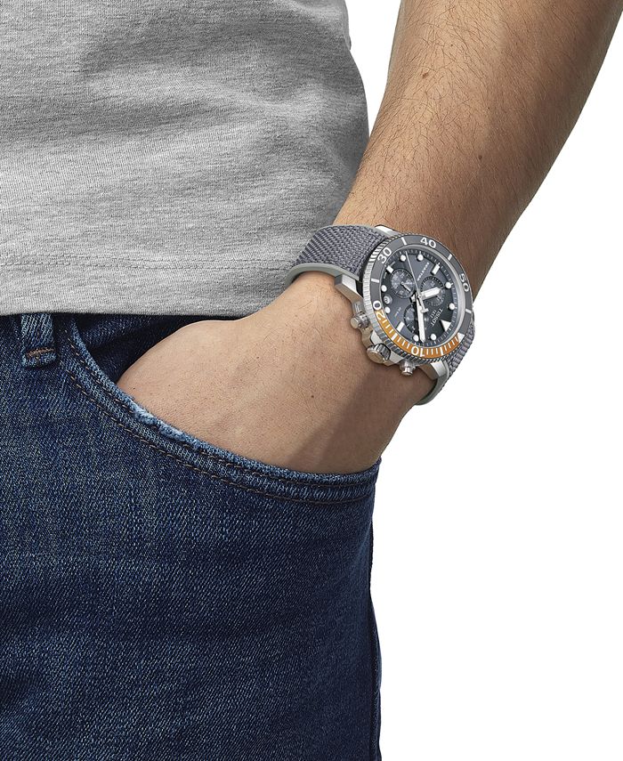 Tissot Men's Swiss Chronograph Seastar 1000 Gray Textile Strap Watch ...
