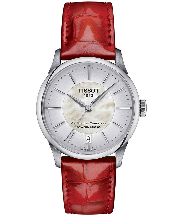 Tissot Women's Swiss Automatic Chemin des Tourelles Powermatic 80 Red ...