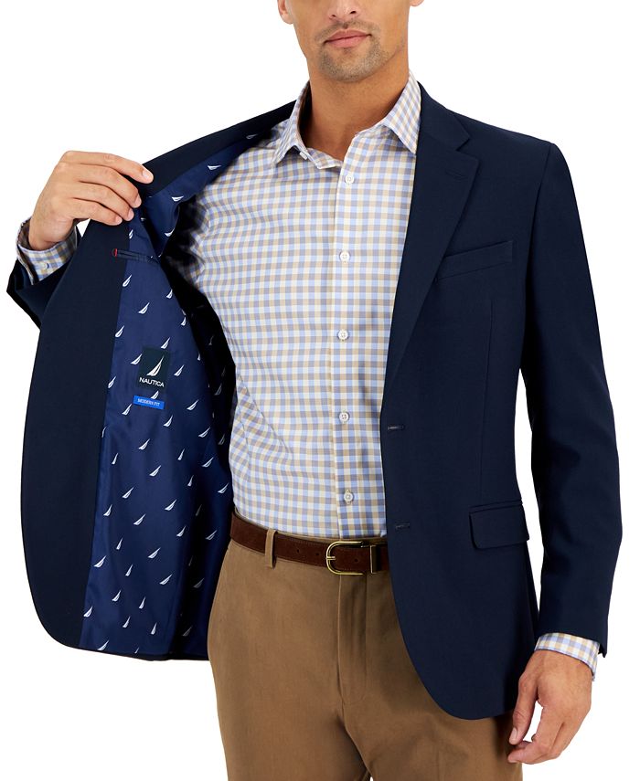 Nautica Men's Modern-Fit Active Stretch Solid Blazer - Macy's
