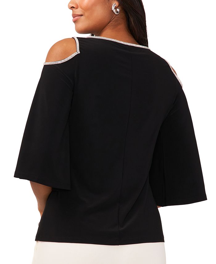 MSK Women's Cold-Shoulder Rhinestone-Trim Top - Macy's