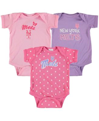 Girls Infant Soft As A Grape Pink, Purple New York Mets 3-Pack Rookie ...