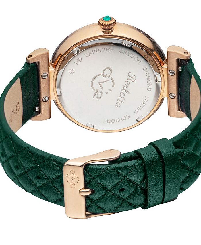 GV2 by Gevril Women's Berletta Swiss Quartz Diamond Accents Green Watch ...