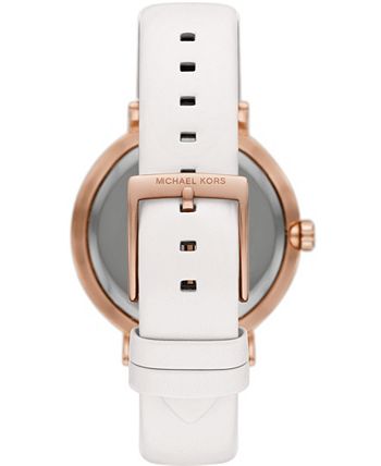 Michael Kors Women's Addyson Quartz Three-Hand White Leather Watch 40mm ...