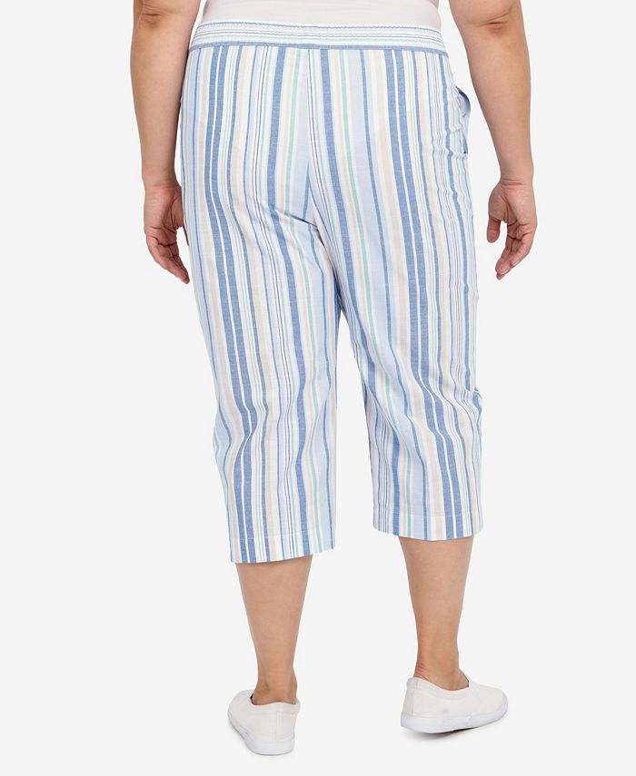 Alfred Dunner Plus Size Set Sail Vertical Stripe Capri Pants - Macy's