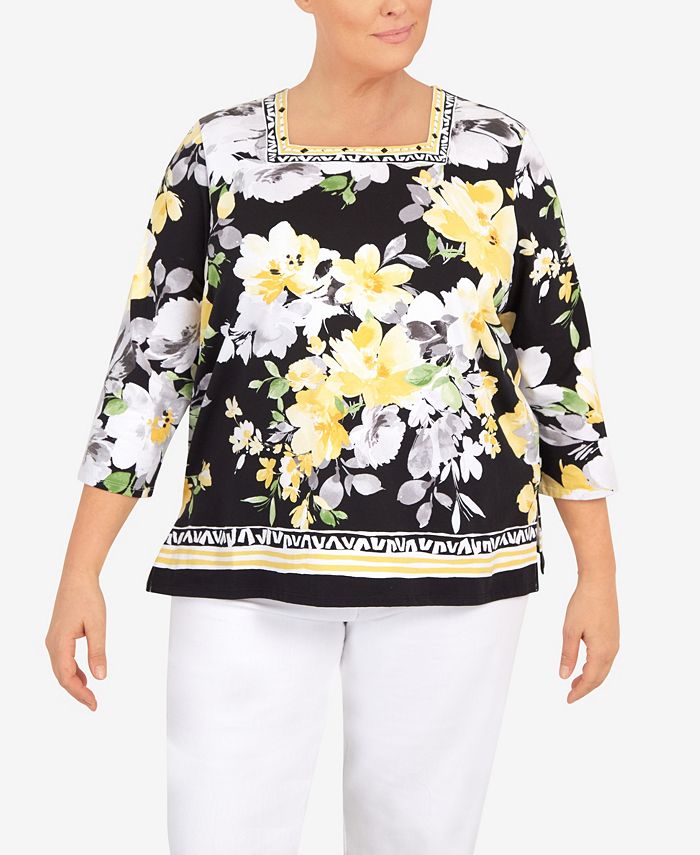Alfred Dunner Plus Size Summer In The City Geo Trim Floral Two For One ...