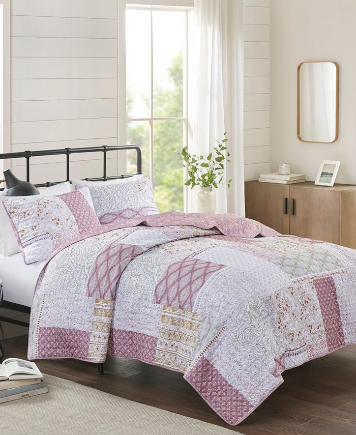 Madison Park Cassel 3 Piece Reversible Microfiber Quilt Set, King ...
