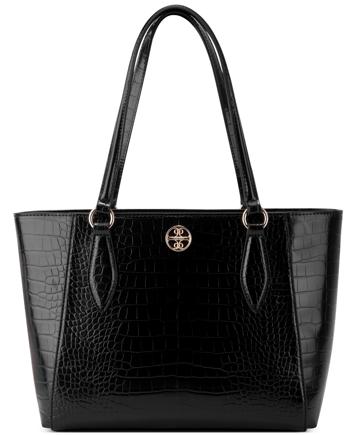 Nine West Womens Kyelle Small Tote Bag In Black Croco Modesens