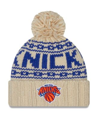 Women's New Era Cream New York Knicks Sport Cuffed Knit Hat with Pom ...