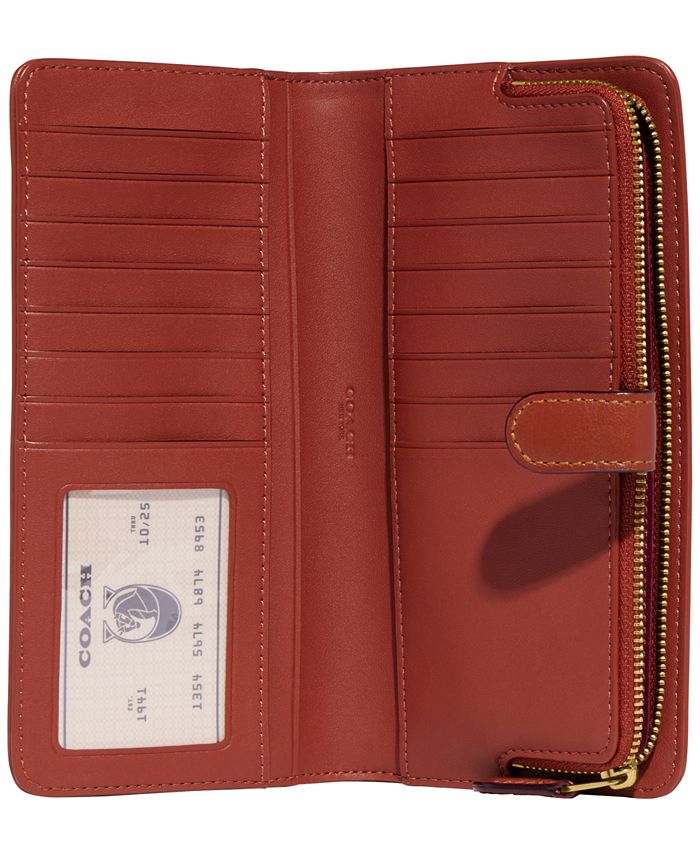 COACH Signature Monogram Coated Canvas Skinny Wallet - Macy's