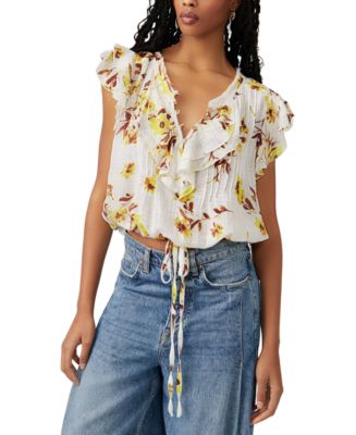 Free People Women's Naya Ruffled Drawstring-Hem Top - Macy's