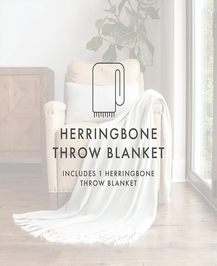 ienjoy Home Herringbone Fringed Throw, 60" x 50" - Macy's