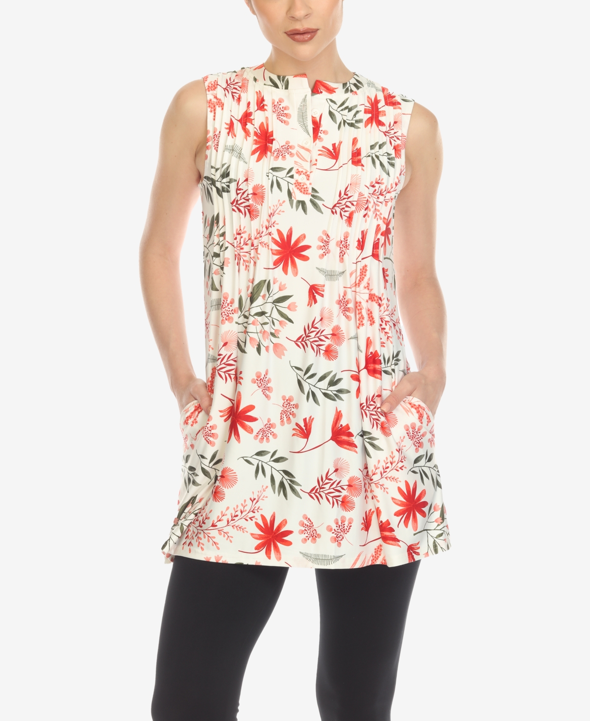 Click here for White Mark Womens Floral Sleeveless Tunic Top - Re... prices