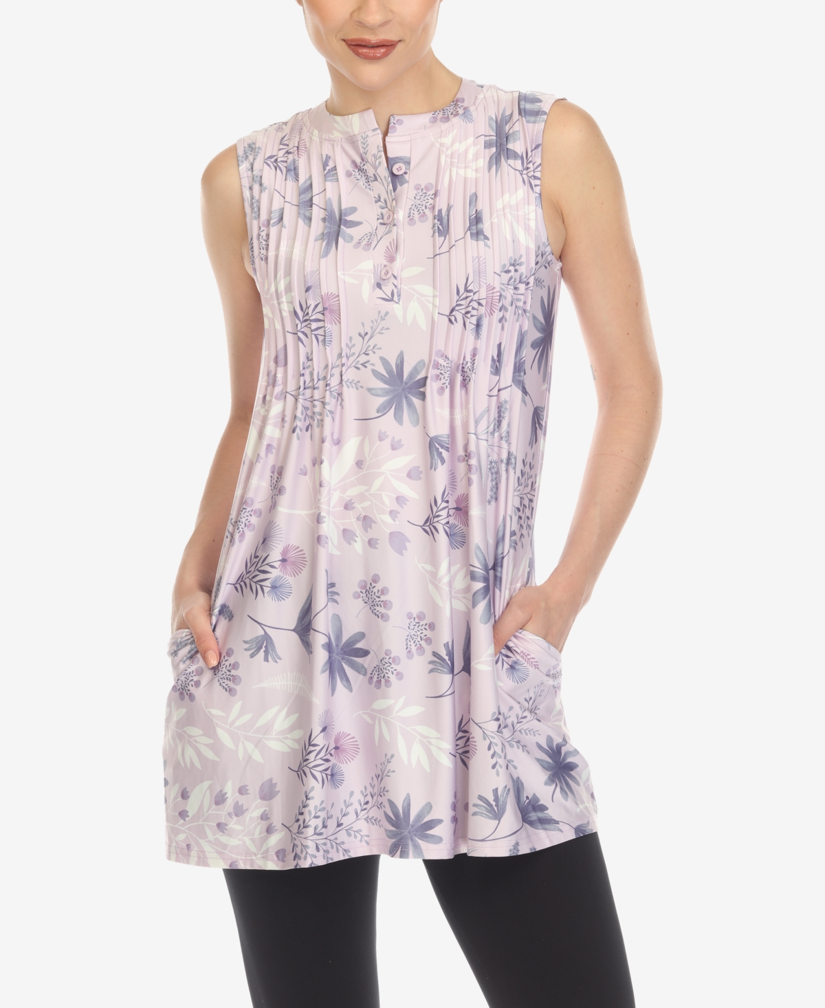 Click here for White Mark Womens Floral Sleeveless Tunic Top - La... prices