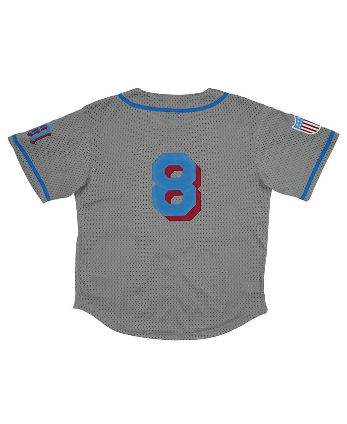 Rings & Crwns Men's #8 Gray Miami Giants Mesh Button-Down Replica ...