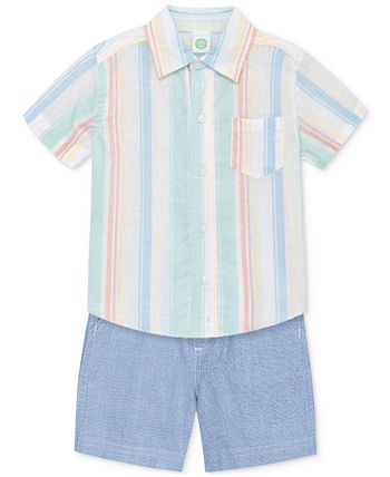 Little Me Baby Boys Button Down Shirt and Shorts, 2 Piece Set - Macy's