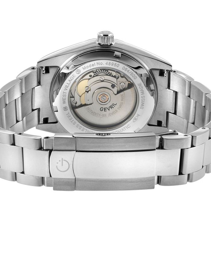 Gevril Men's West Village Swiss Automatic Silver-Tone Stainless Steel ...