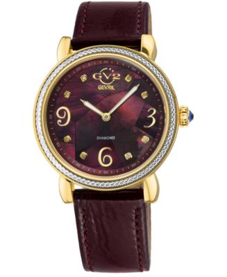 GV2 by Gevril Women's Ravenna Swiss Quartz Maroon Leather Watch 37mm ...