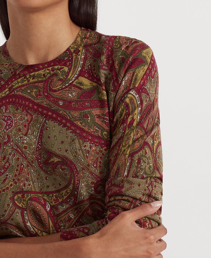 Lauren Ralph Lauren Women's Paisley Cotton-Blend Sweater - Macy's