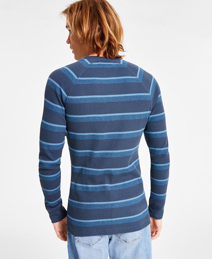 Sun + Stone Men's Tonal Striped Long Sleeve Thermal Shirt, Created for ...