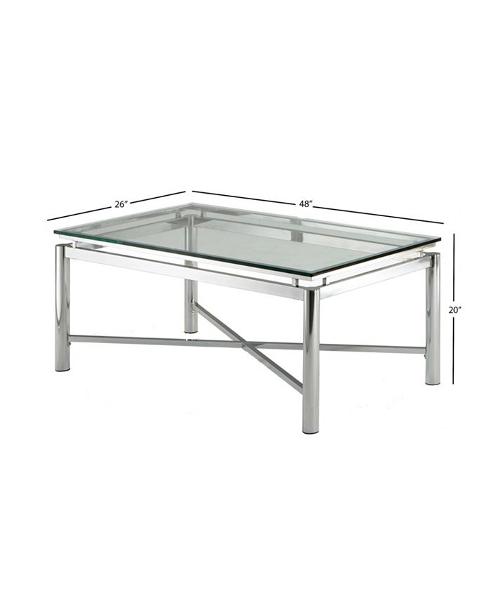 Steve Silver Nova 48" Glass and Chrome Cocktail Table - Macy's