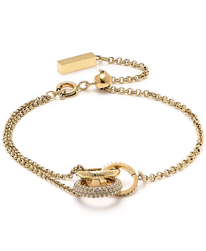 Olivia Burton 18K Gold-Plated Crystal Interlink Bracelet - Macy's