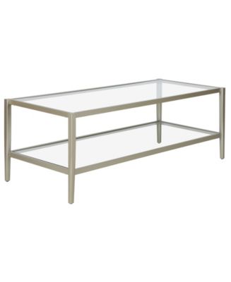 Hudson & Canal Hera 45" Wide Metal Rectangular Coffee Table with Glass ...