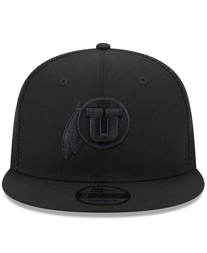 New Era Men's Utah Utes Black on Black 9FIFTY Trucker Snapback Hat - Macy's