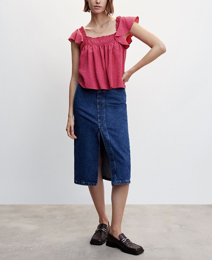 MANGO Women's Stripe Texture Blouse & Reviews - Tops - Women - Macy's