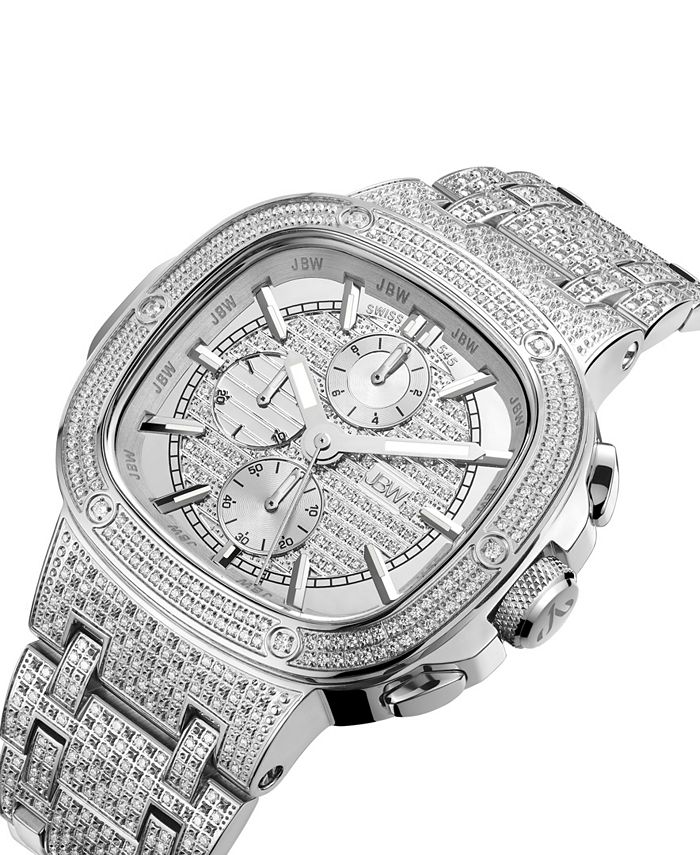 Jbw Men's Heist Platinum Series Silver-Tone Stainless Steel Watch, 47 ...
