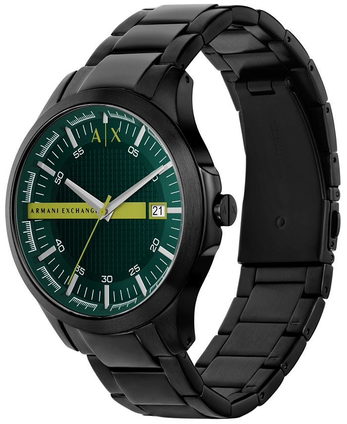 A|X Armani Exchange Men's Three-Hand Date Quartz Black Stainless Steel ...