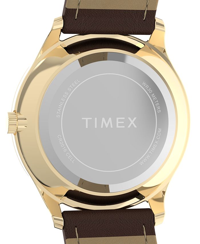 Timex Women's Quartz Analog Easy Reader Leather Brown Watch 32mm - Macy's