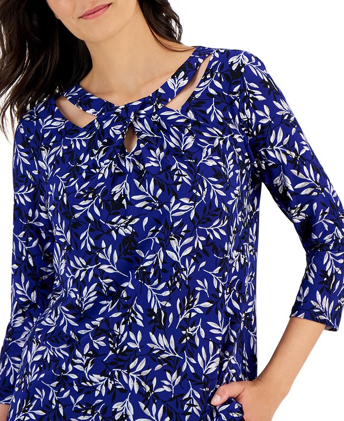 Kasper Printed Twist Neck Top Macys