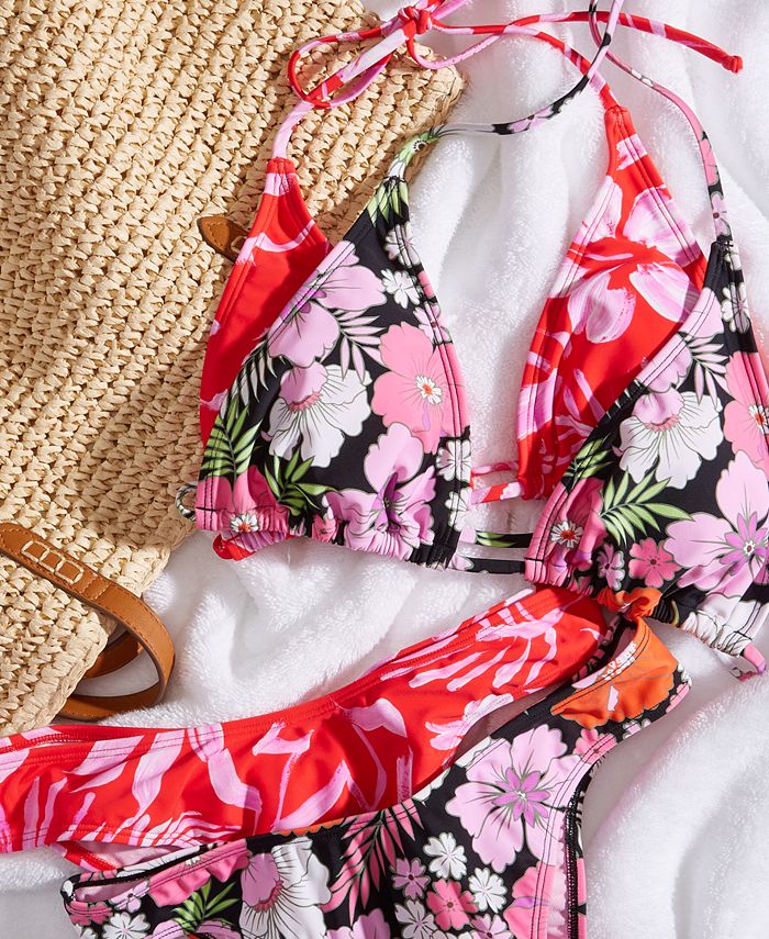 Salt + Cove Juniors' Printed Convertible Bikini Top, Created For Macy's ...