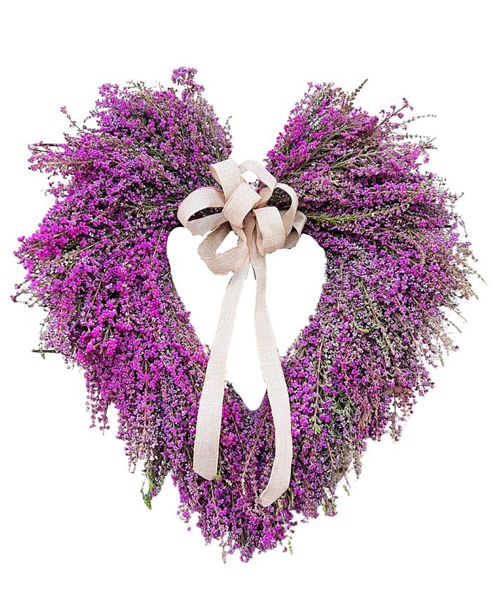 GreenishBlu Fresh Real Heart-Shaped Heather Spring Wreath - Macy's