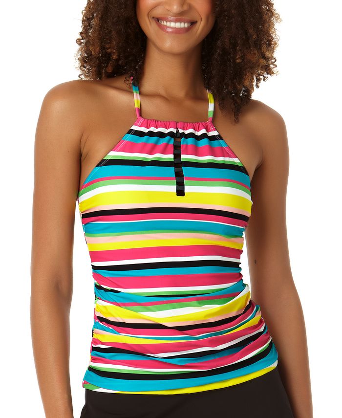Anne Cole Women's Striped High-Neck Tankini Top - Macy's