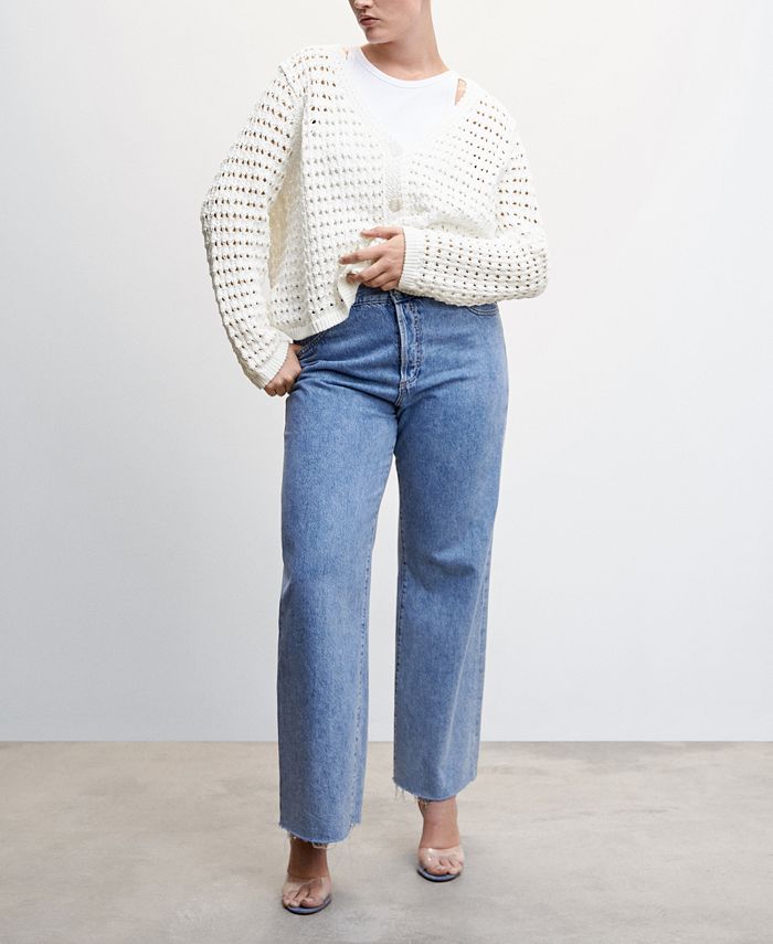 MANGO Women's Openwork Knit Cardigan - Macy's