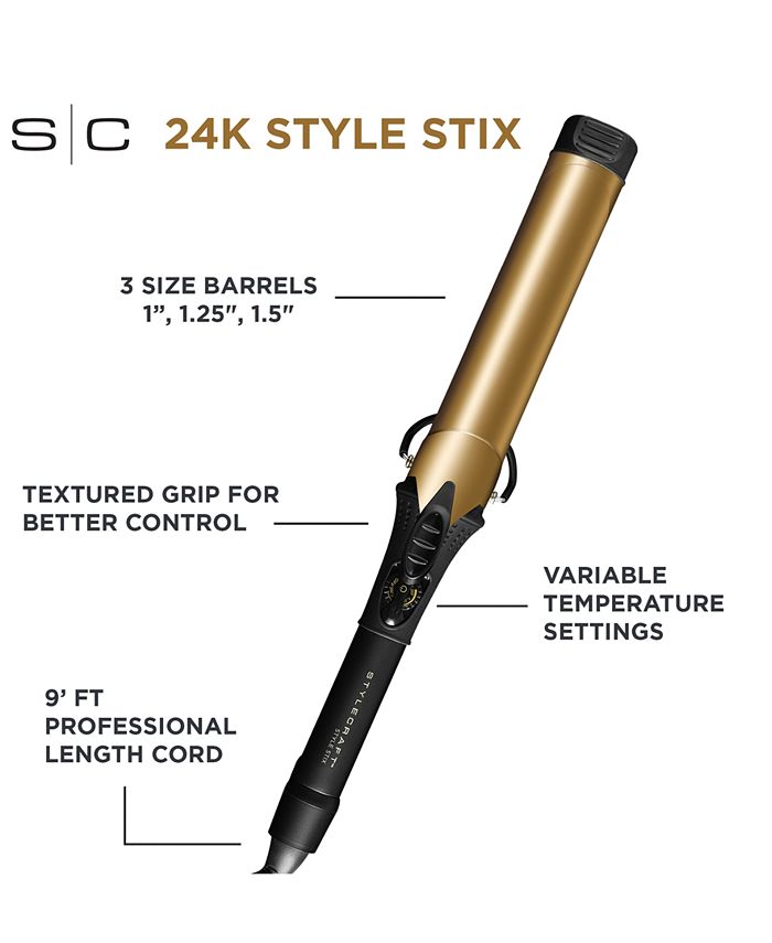 StyleCraft Professional 24K Style Stix Long-Barrel Spring Hair Curling ...