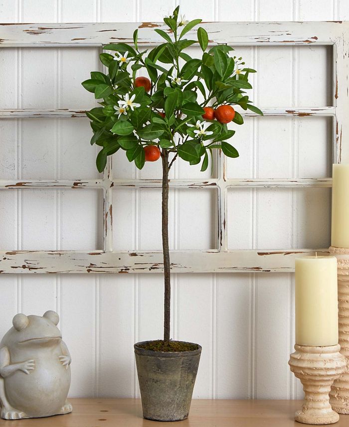 Nearly Natural 38" Potted Faux Orange Tree - Macy's