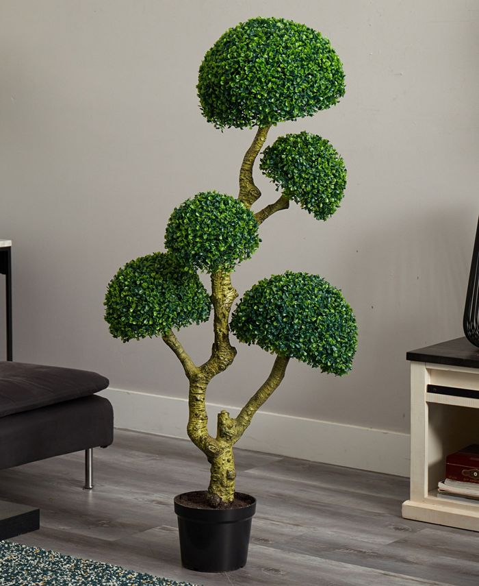 Nearly Natural 5' Boxwood 5-Head UV-Resistant Indoor/Outdoor Artificial ...