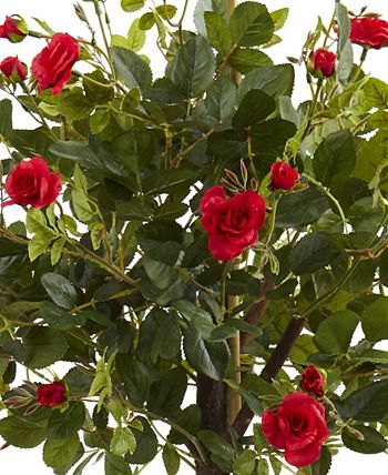 Nearly Natural 3' Rose Topiary Silk Tree - Macy's