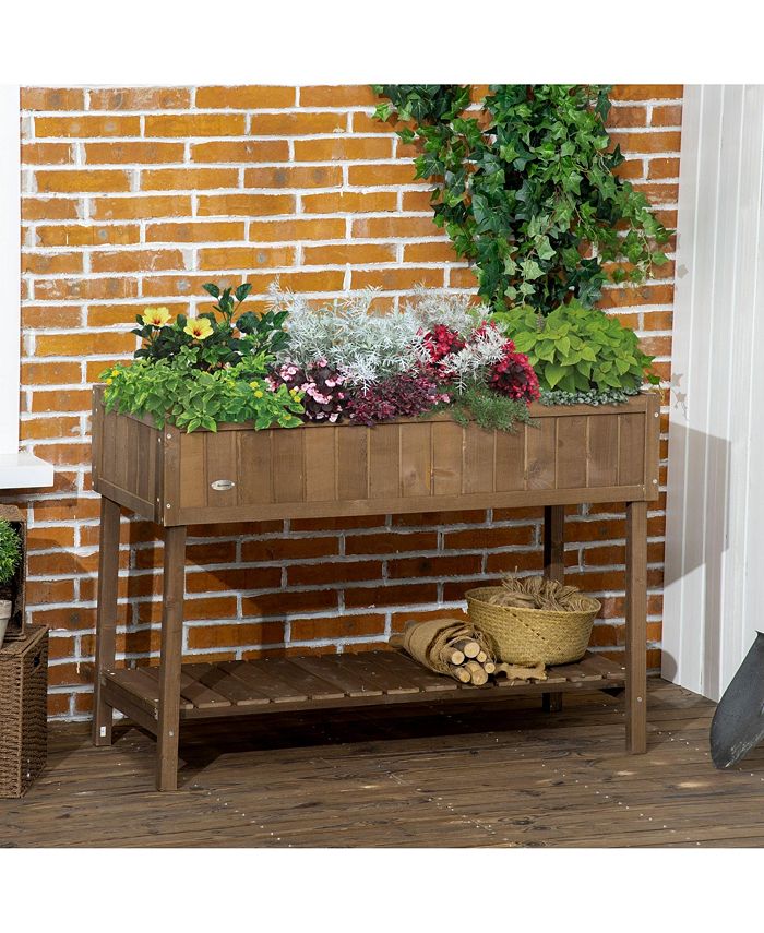 Outsunny Wooden Raised Garden Bed with 8 Slots, Elevated Planter Box ...