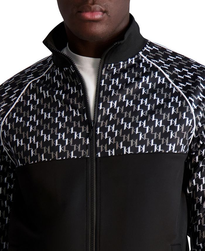 Karl Lagerfeld Paris Men's Scuba Track Jacket with Karl Monogram Print ...