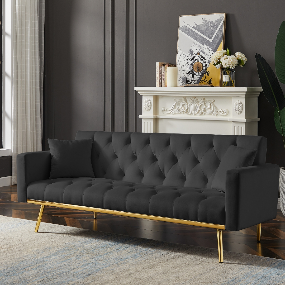 Click here for Streamdale Convertible Futon Sofa Sleeper - Black prices