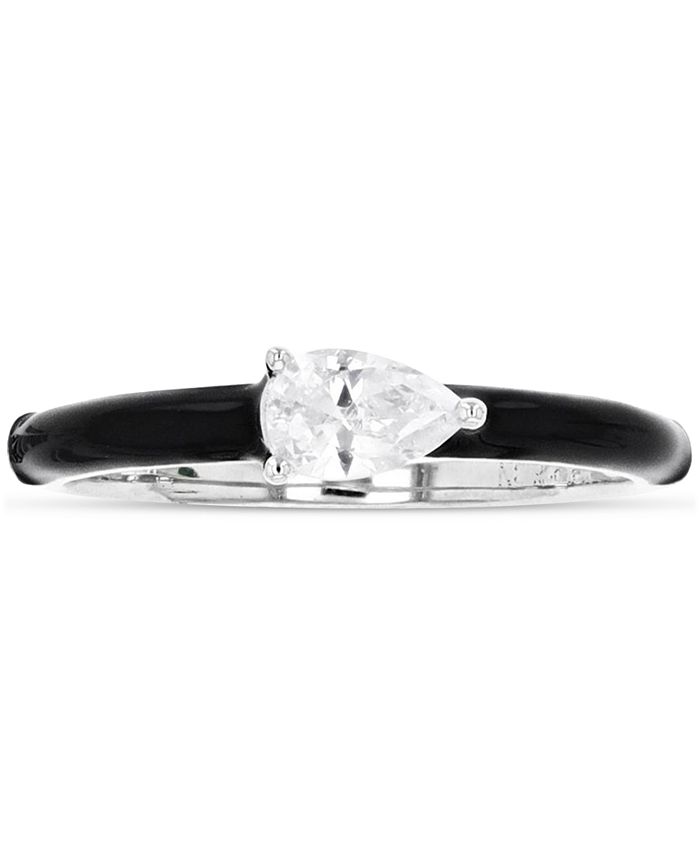 Macy's Cubic Zirconia Pear & Hand-Painted Enamel Ring in Sterling ...