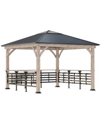 Outsunny 11' x 11' Outdoor Gazebo Grill Canopy with Bar Counters ...