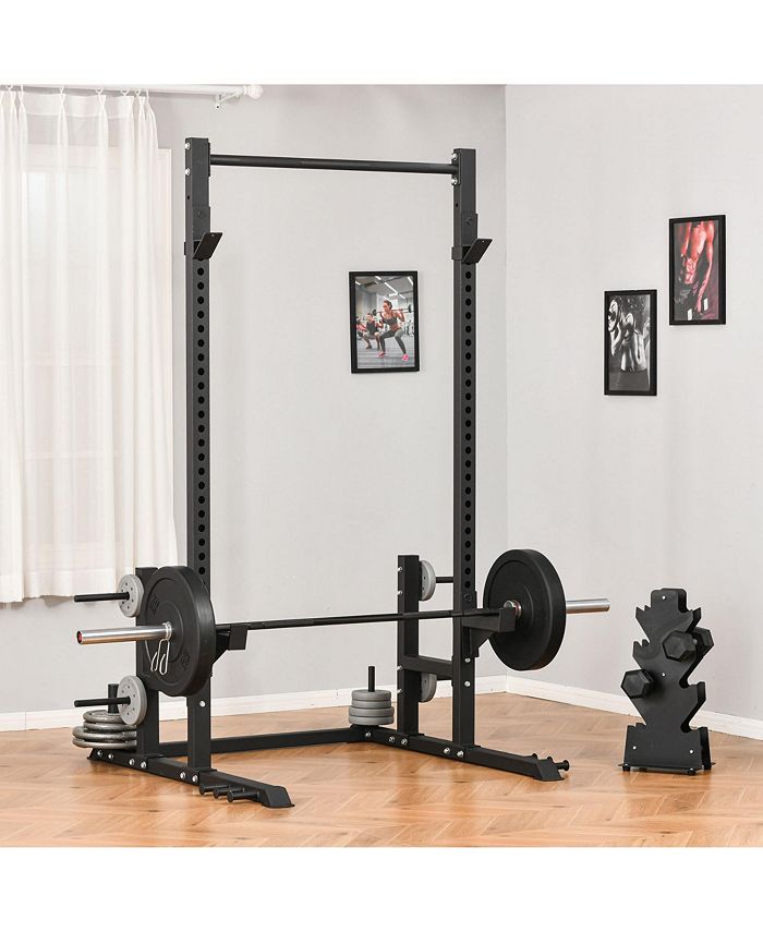 Soozier Dumbbell Storage Equipped Adjustable Power Tower Pull Up Bar ...