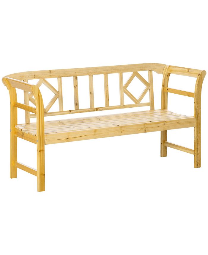 Outsunny Three-Person Wooden Bench, Three-Seater Outdoor Patio Bench ...