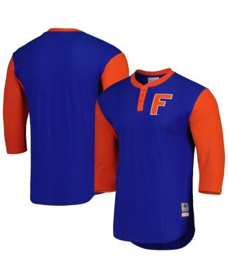 Men's Mitchell & Ness Royal Florida Gators Legendary Henley 3/4-Sleeve ...
