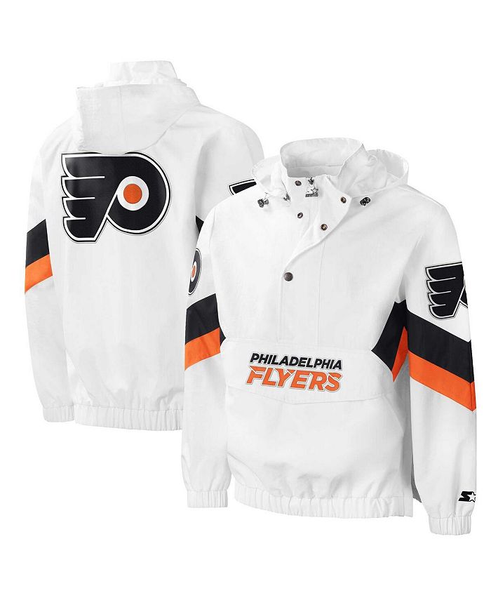 Starter Men's White Philadelphia Flyers Enforcer Half-Zip Windbreaker ...