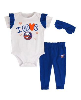 Infant Girls White, Royal New York Islanders I Love Hockey Bodysuit ...